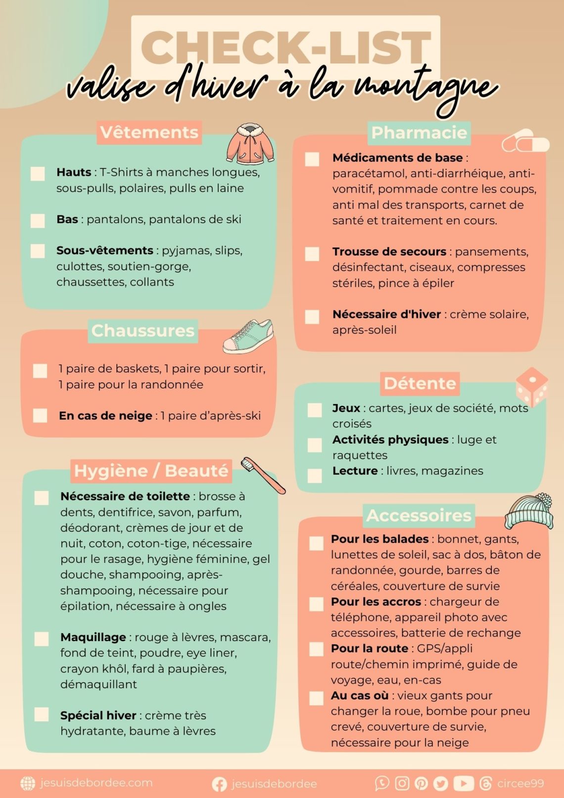 Check list valise hiver montagne - A imprimer