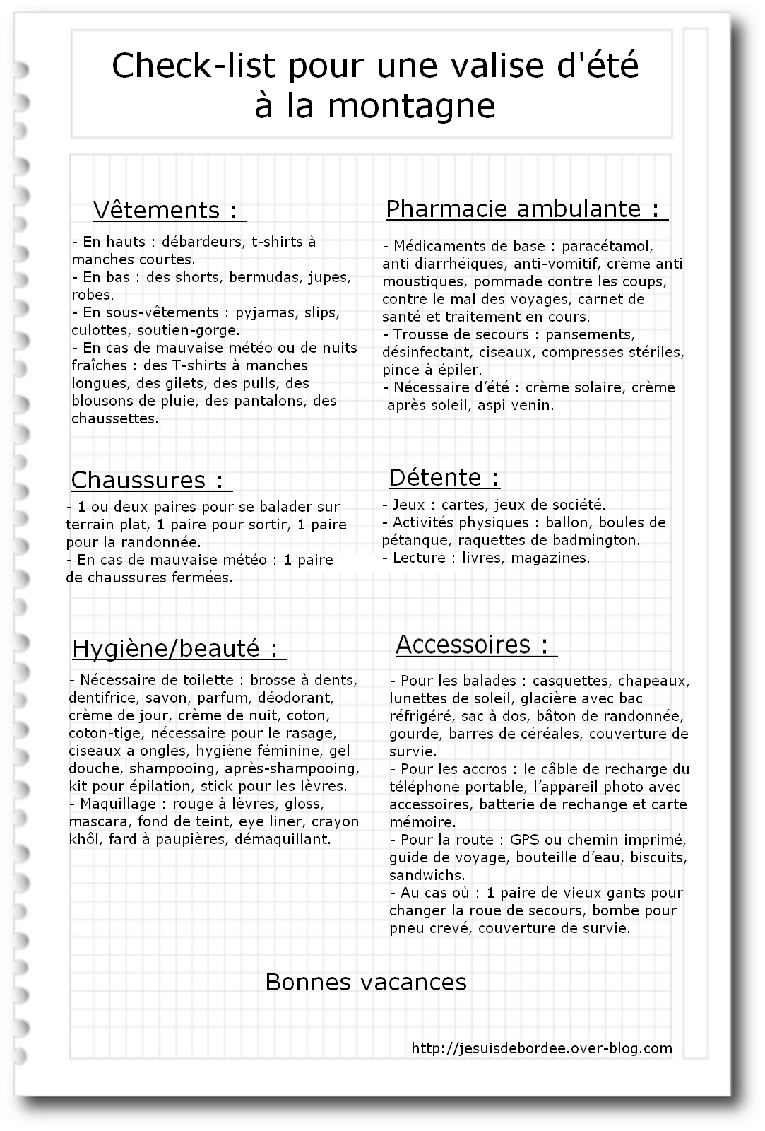 Voyage : check-list pour une valise d’été à la montagne - Je suis débordée