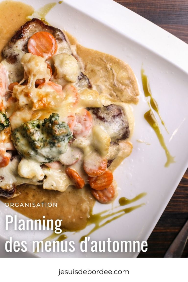 Le planning des menus d'automne encore plus complet - Je suis débordée