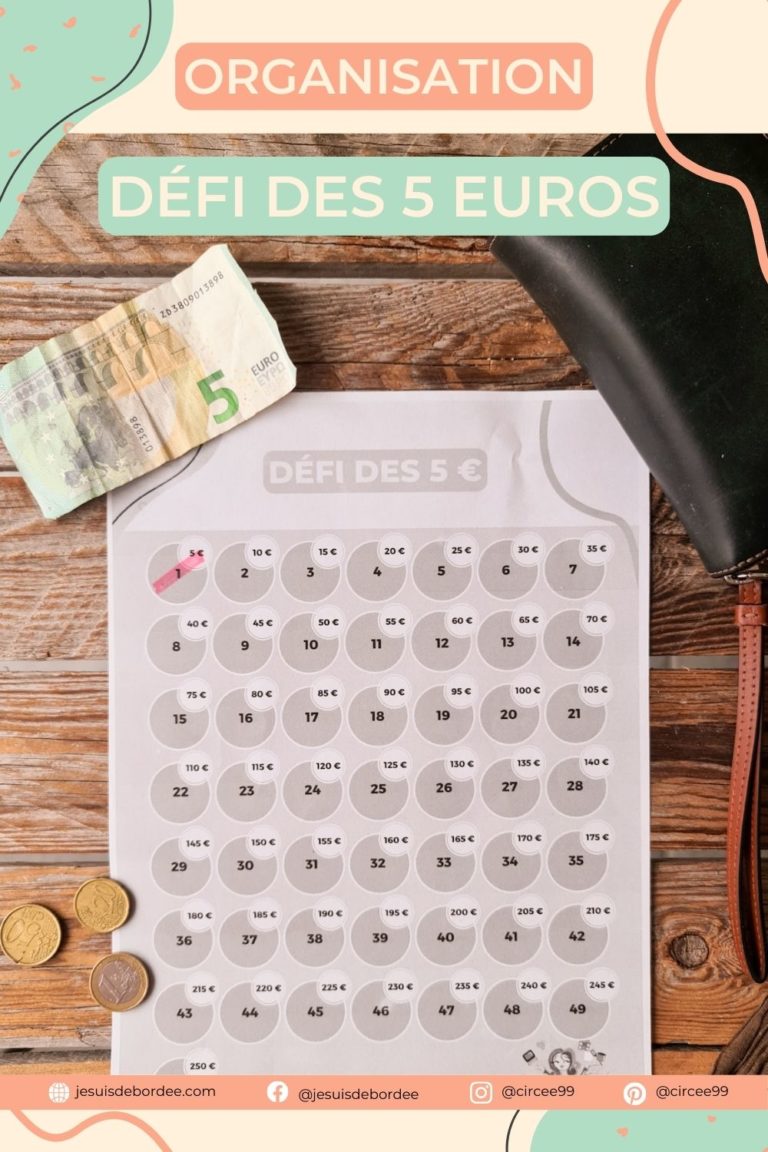 Le défi des 5 euros, avec son tracker à imprimer - Je suis débordée